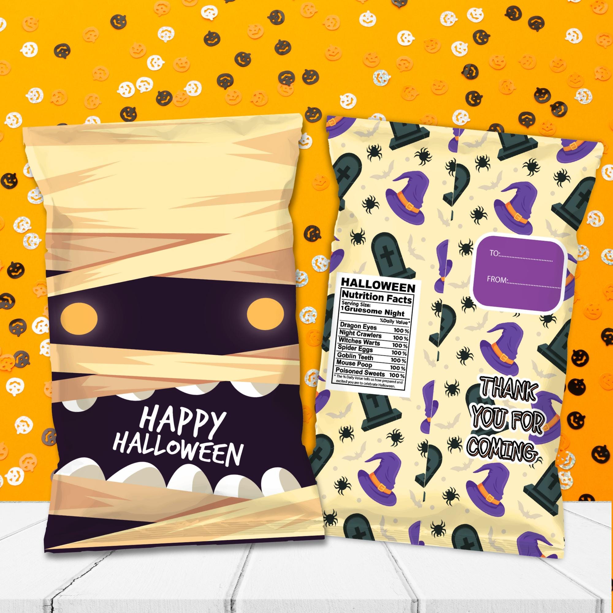 Halloween Monster Chip Bag, Trick or Treat Bag, Halloween Decorations ...
