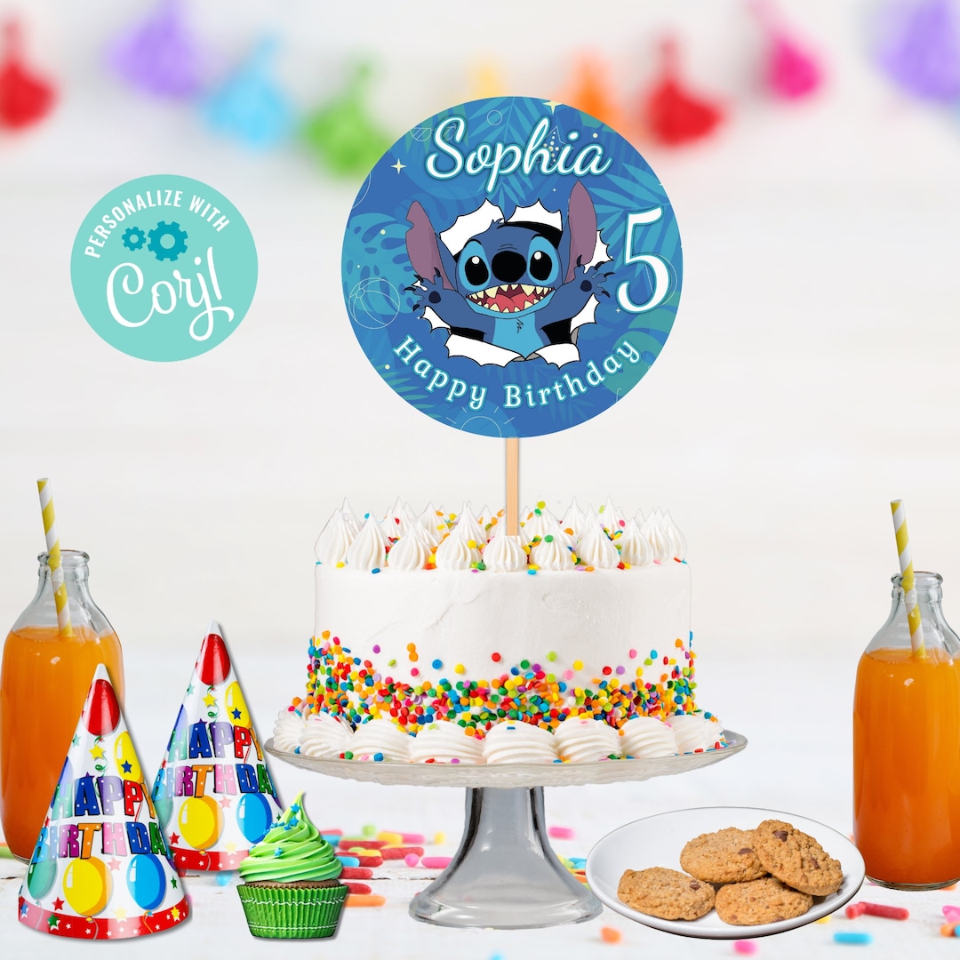 Stitch Cake Topper, Printable Editable Cake Topper, Stitch Party ...