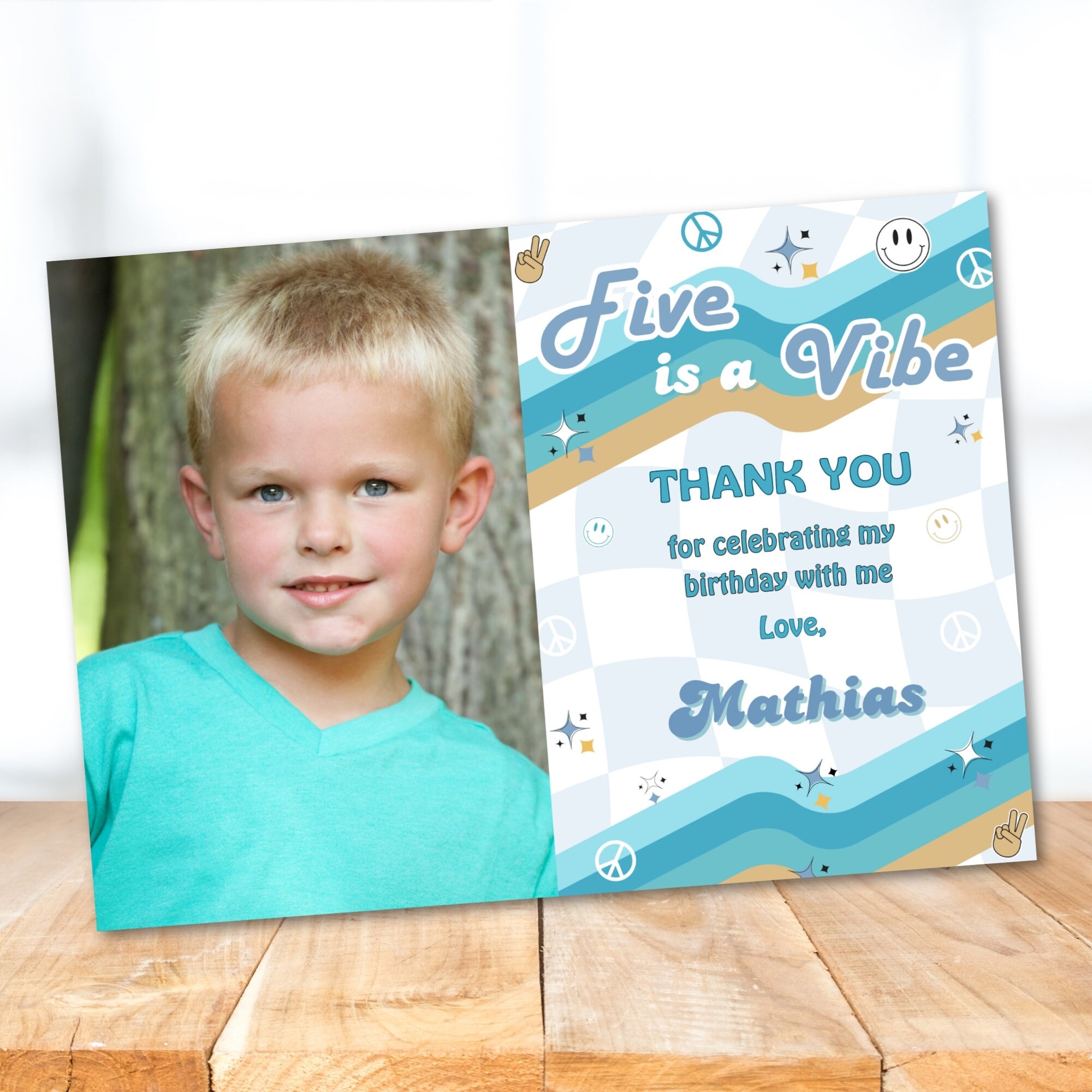 Retro Five is a Vibe Birthday Thank You Card | Digital Download |boy ...