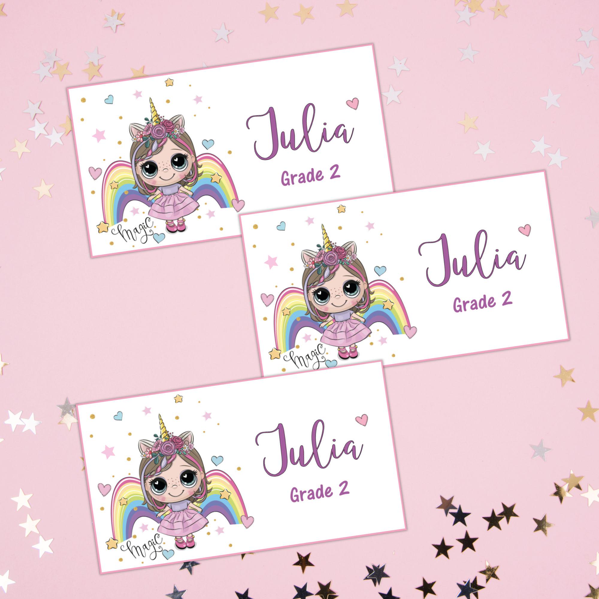 Doll Unicorn Printables Labels, Preschool Labels, Personalized Kids ...