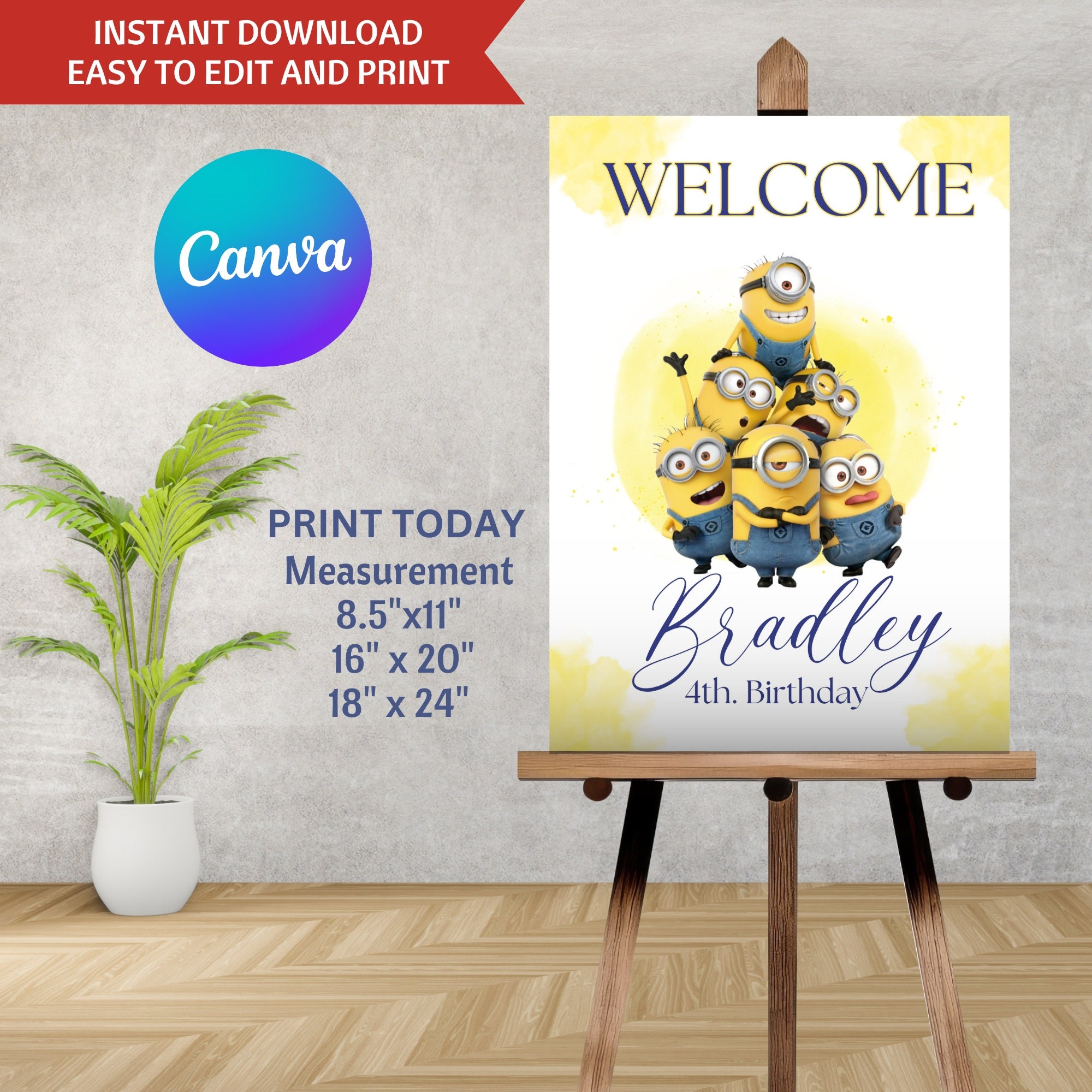 Editable Minions Welcome Sign, Minions Birthday Sign, Printable Welcome ...