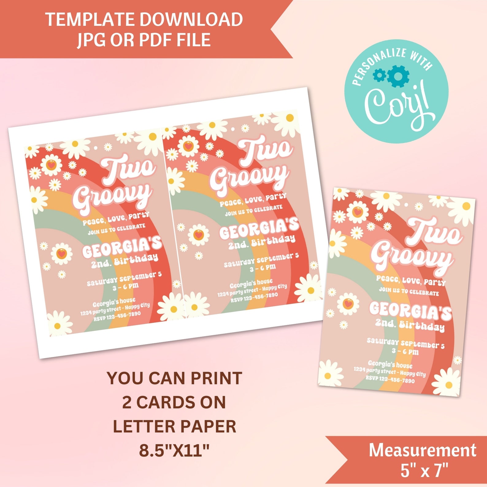 Groovy Invite, Two Groovy Invitation, Template Instant Download, Groovy ...