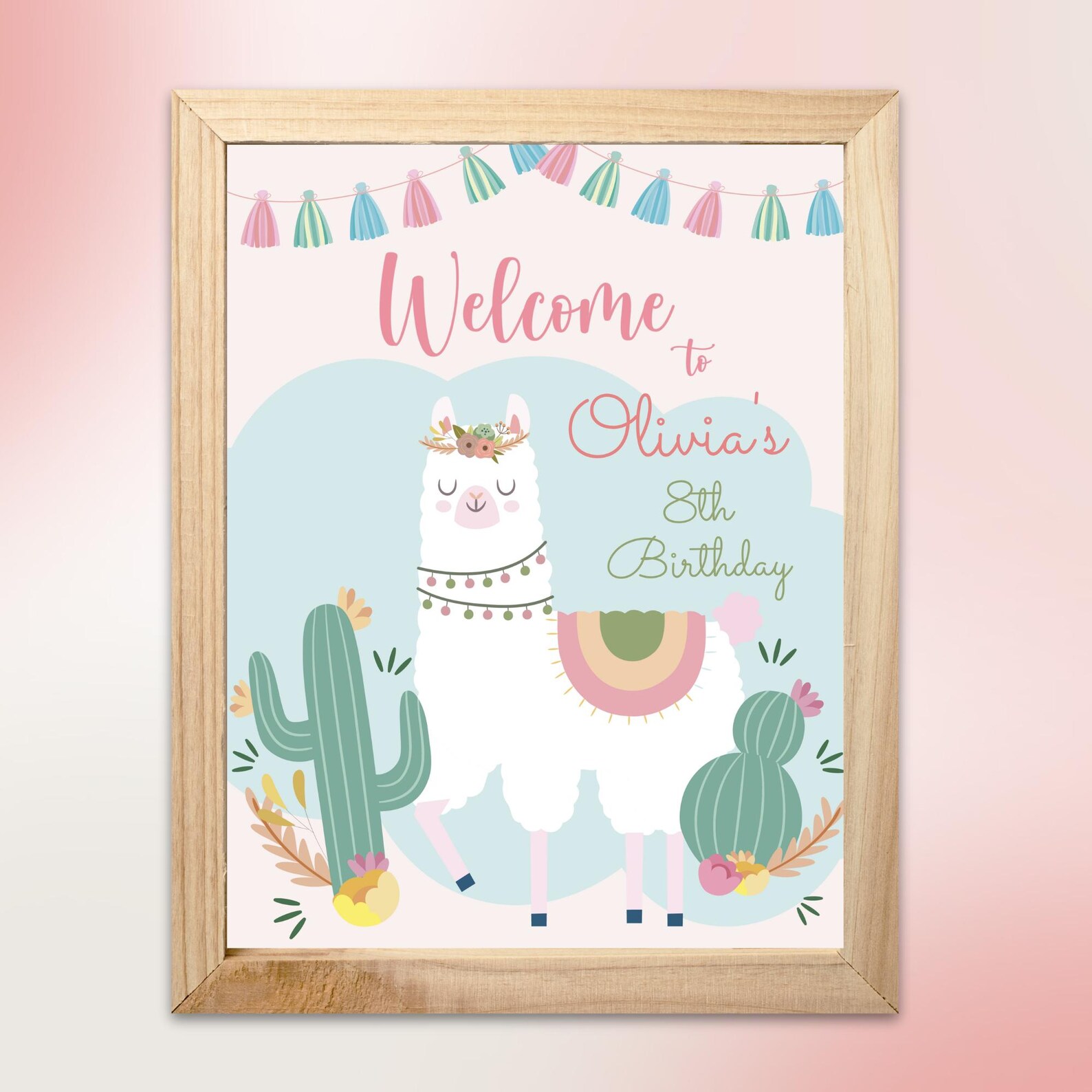Editable Llama Slumber Party Welcome Sign - Digital Download ...