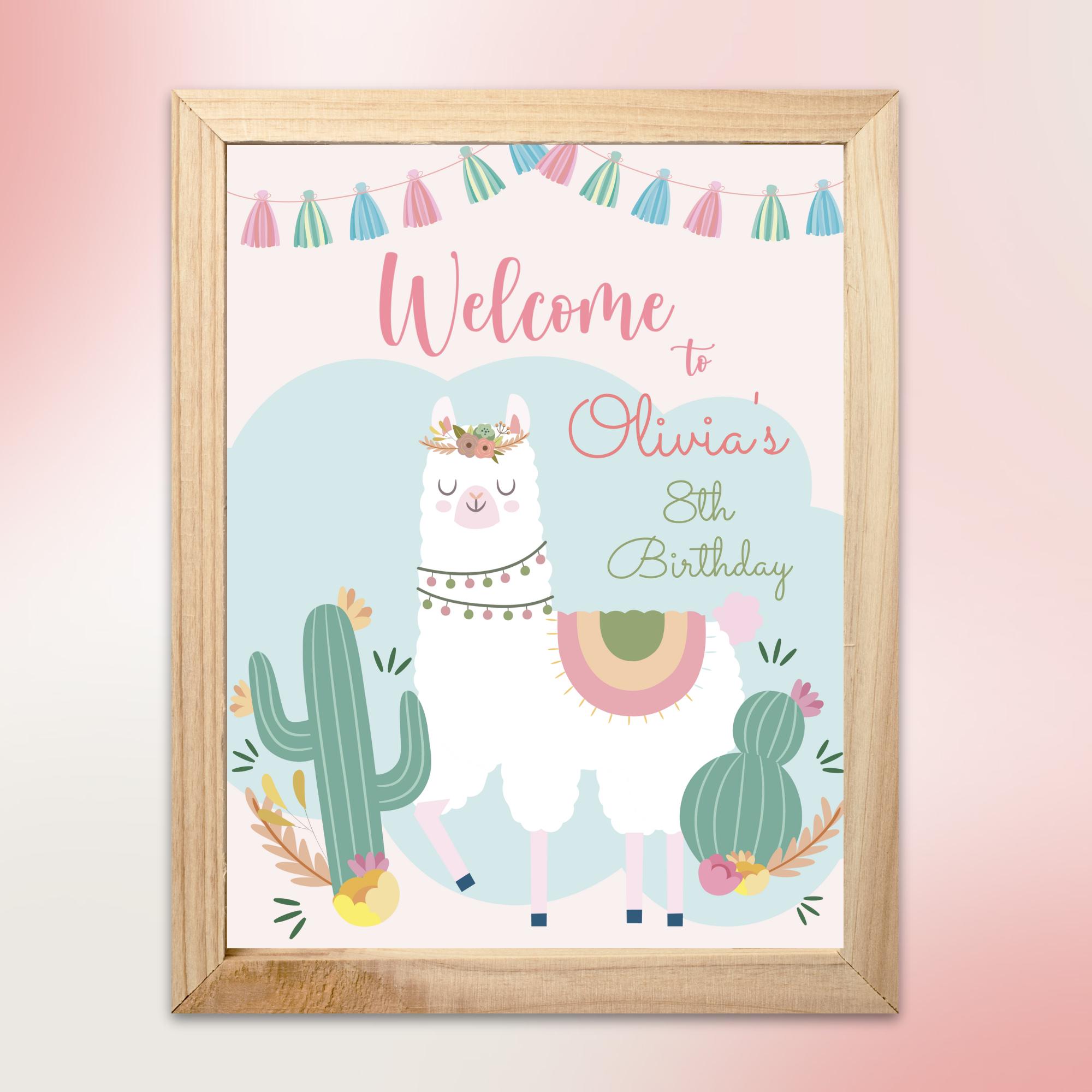 Editable Llama Slumber Party Welcome Sign - Digital Download ...