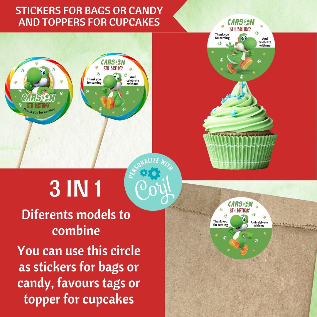 Yoshistickers, Yoshi Party Decor, Instant Download, Yoshi Party, Super ...