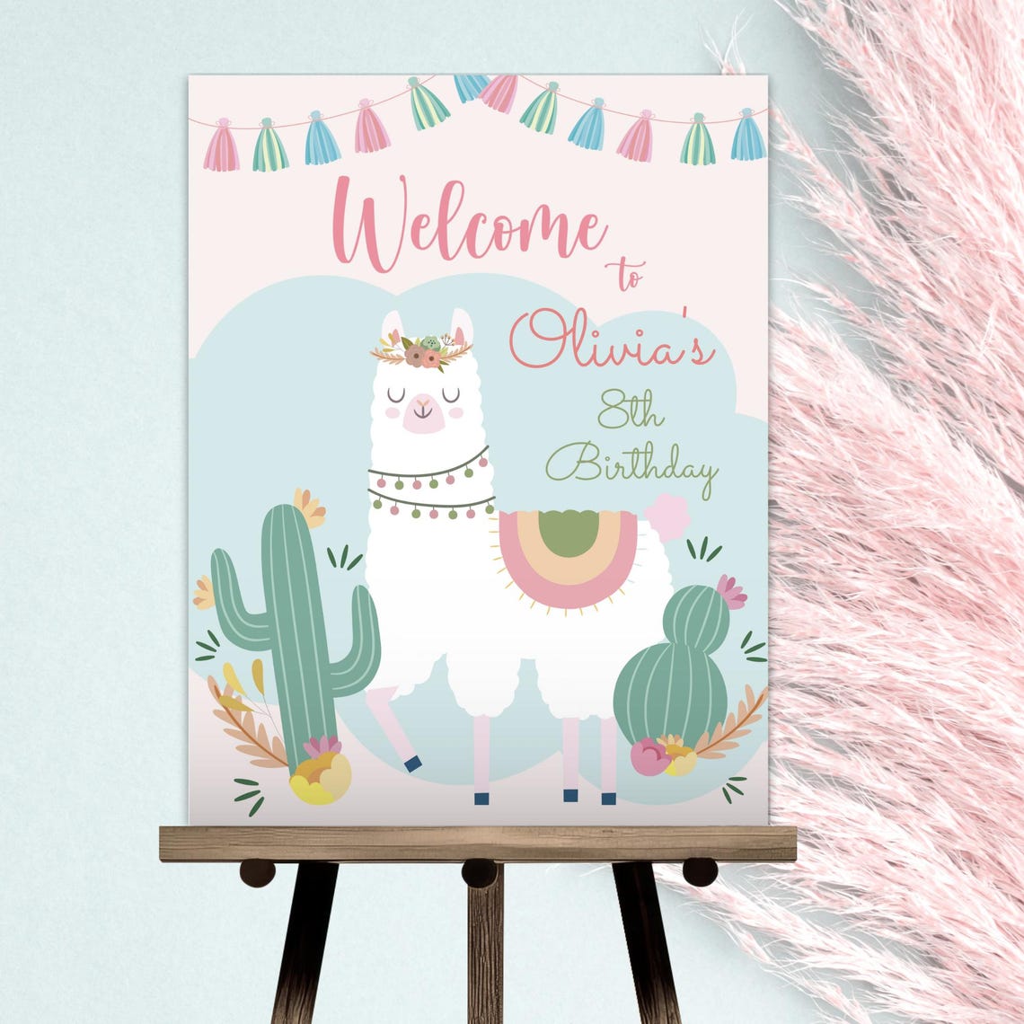 Editable Llama Slumber Party Welcome Sign - Digital Download ...