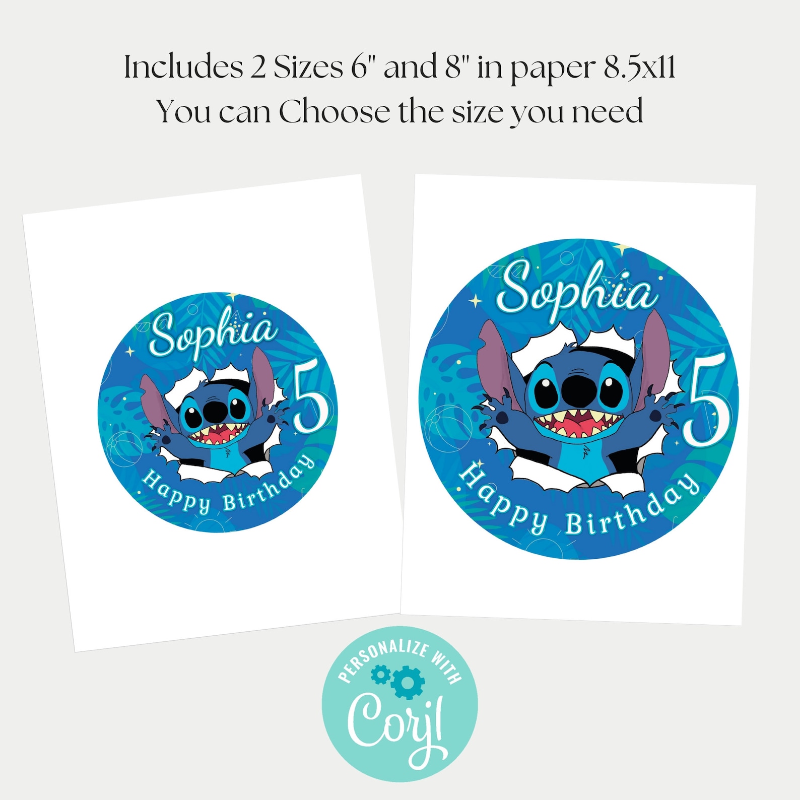 Stitch Cake Topper, Printable Editable Cake Topper, Stitch Party ...
