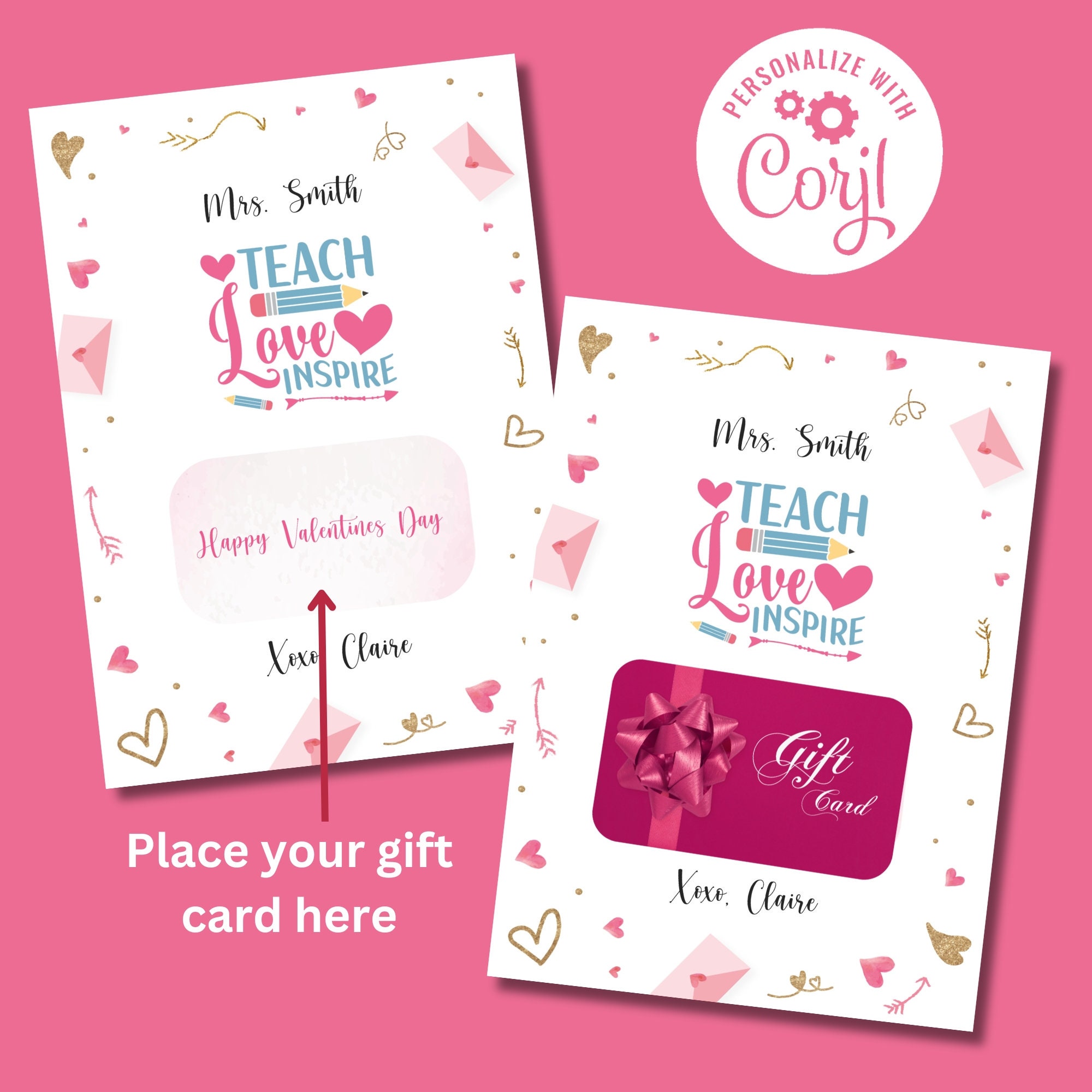 Printable Valentine Gift Card Holder, Valentine's Day Teacher Gift Card ...