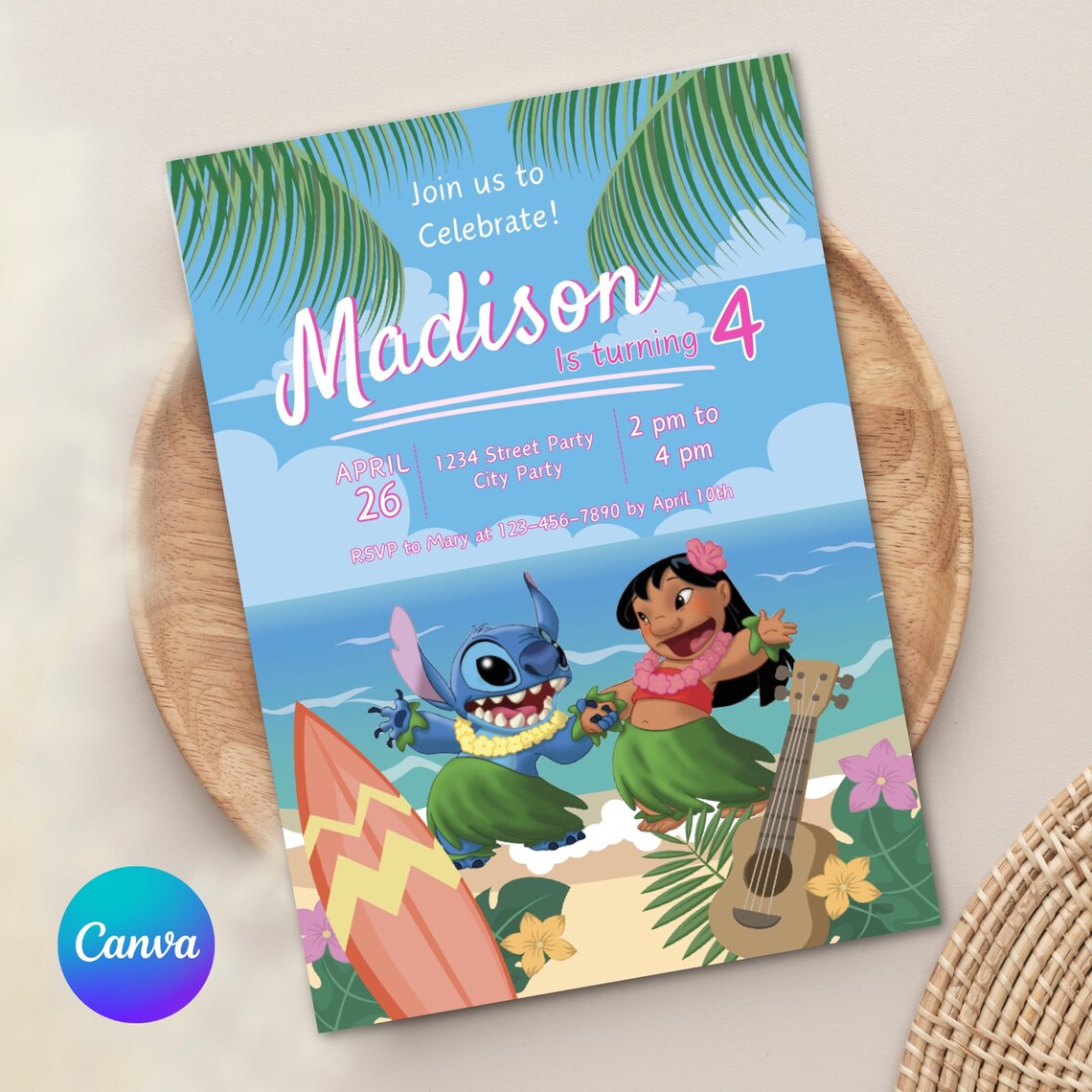 Editable Lilo and Stitch Invitation,stitch Birthday Invitation ...