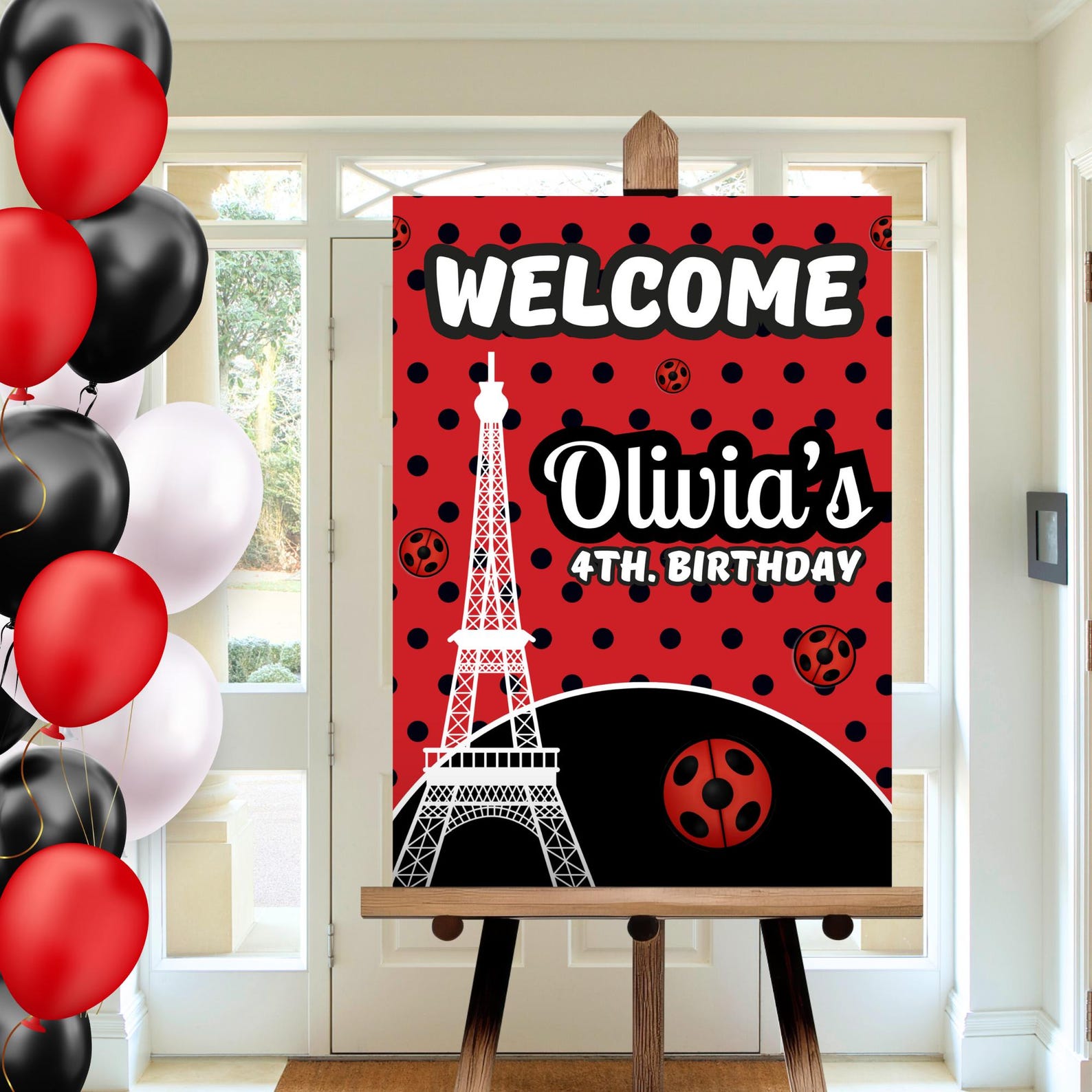 Ladybug Welcome Sign Editable in Canva, Welcome Sign Template, Ladybug ...