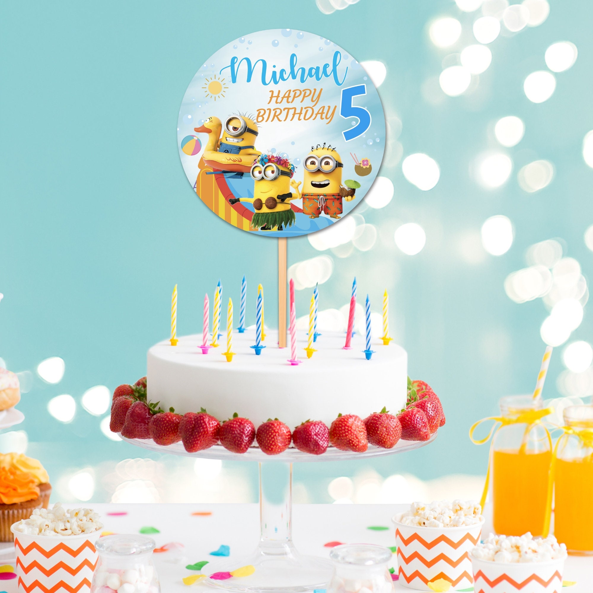 Minions Pool Party Cake Topper Template Minions Birthday Party Minions ...