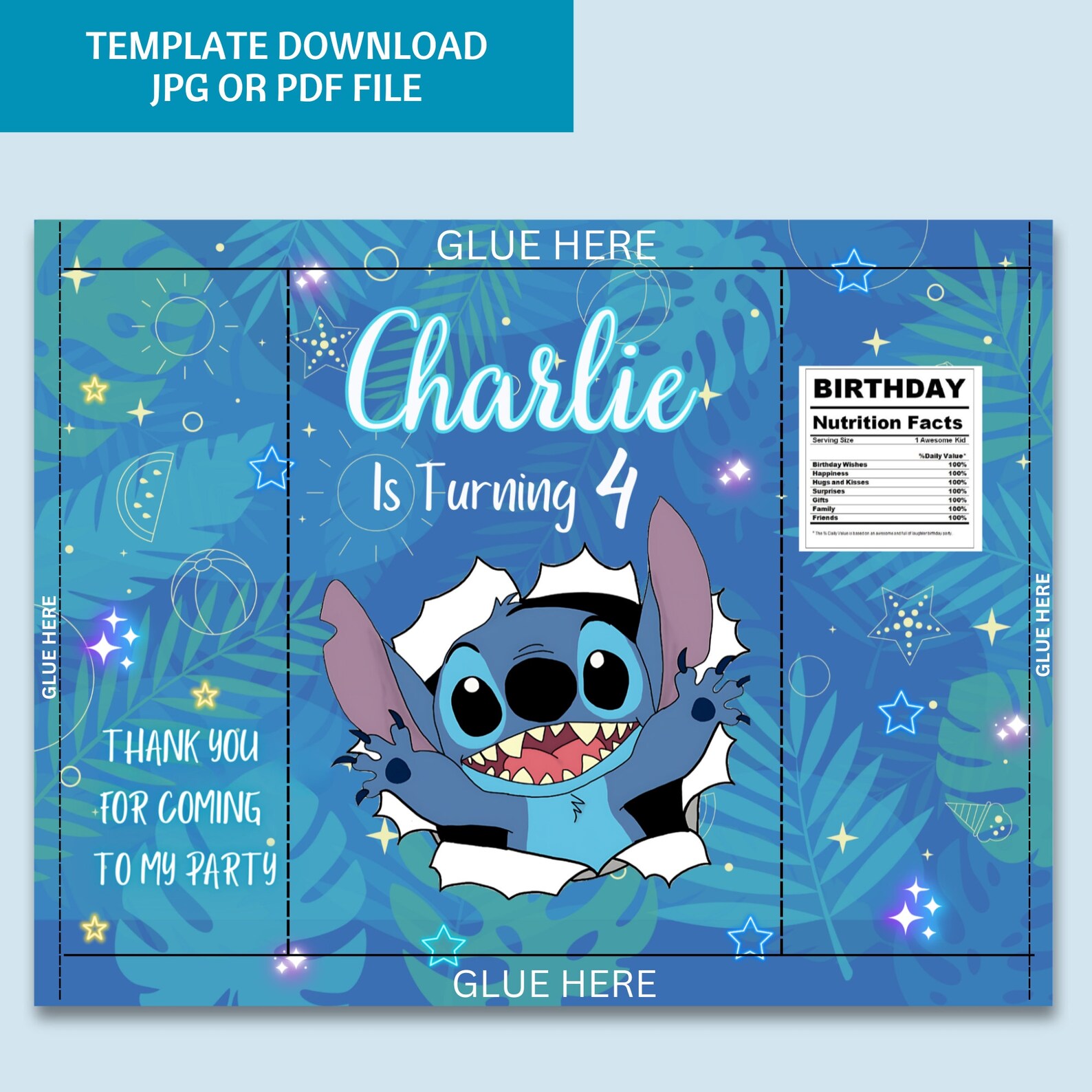 Stitch Chip Bag, Party Favor, Stitch Souvenir, Instant Download, Stitch ...