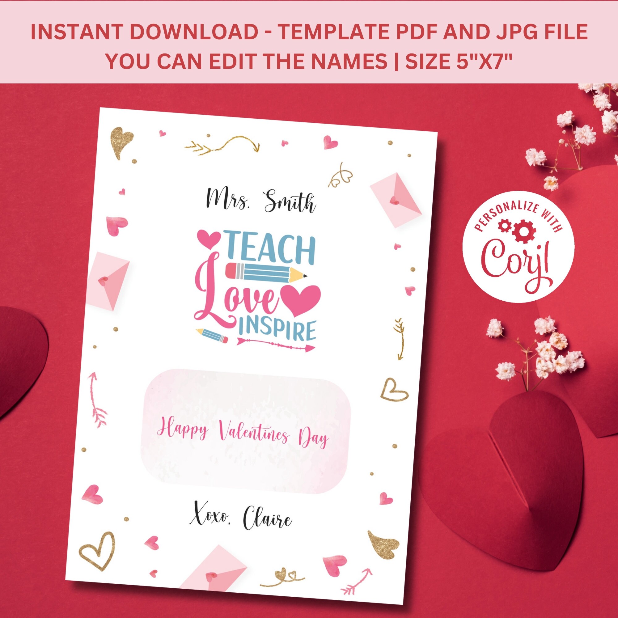 Printable Valentine Gift Card Holder, Valentine's Day Teacher Gift Card ...