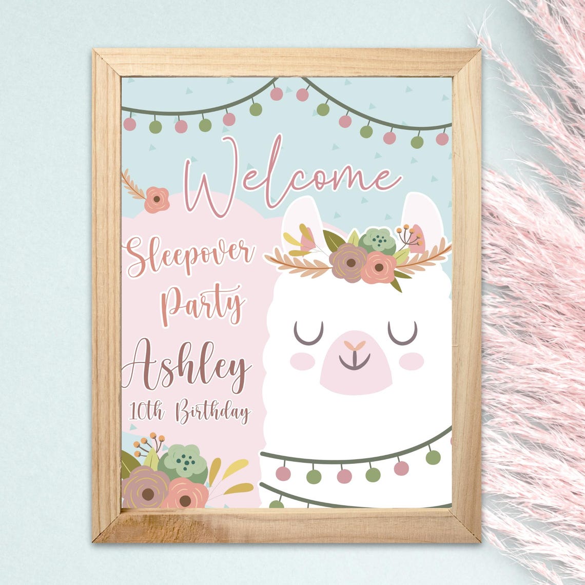 Editable Llama Slumber Party Welcome Sign - Digital Download ...