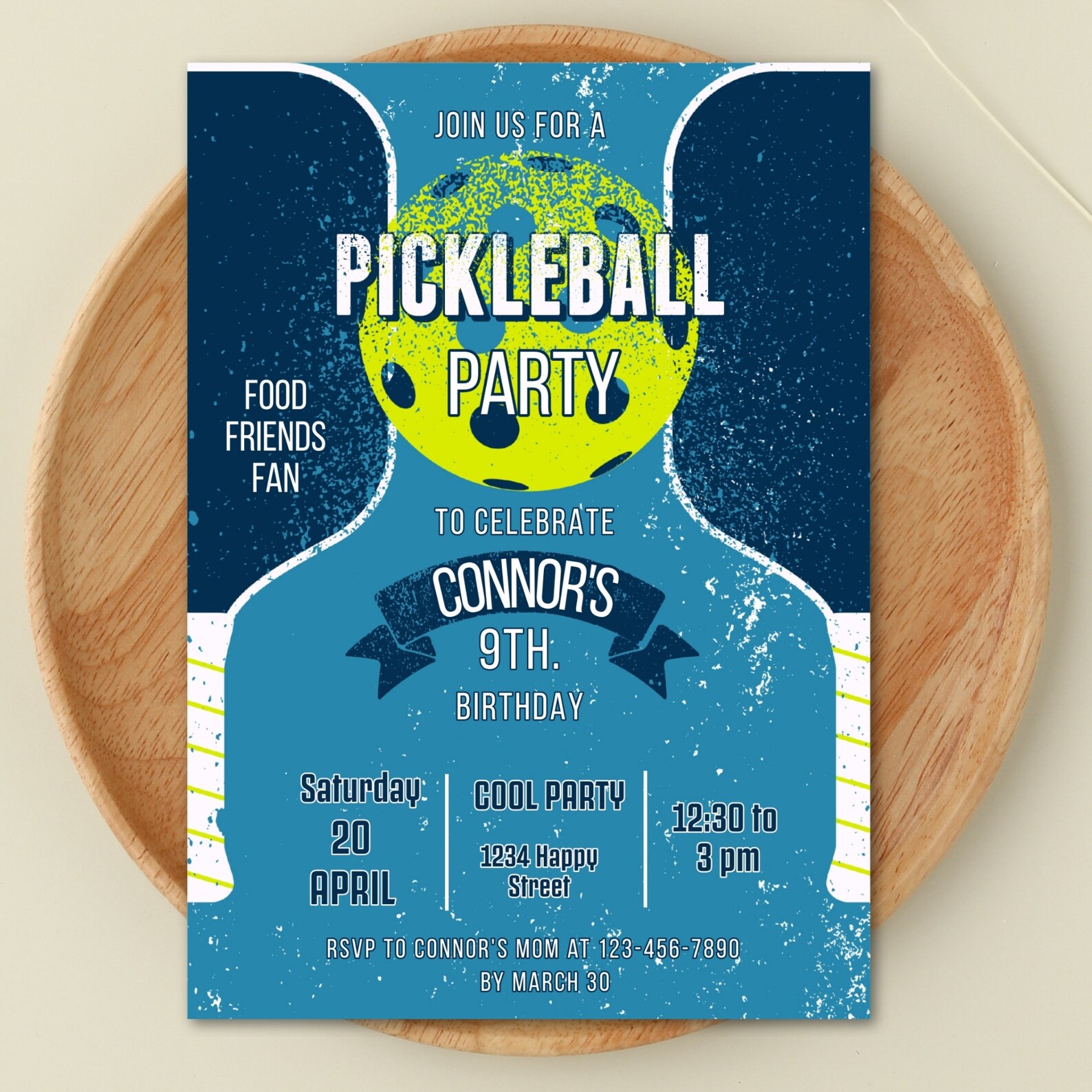 Pickleball Birthday Party Invitation Template | Pickleball Birthday ...