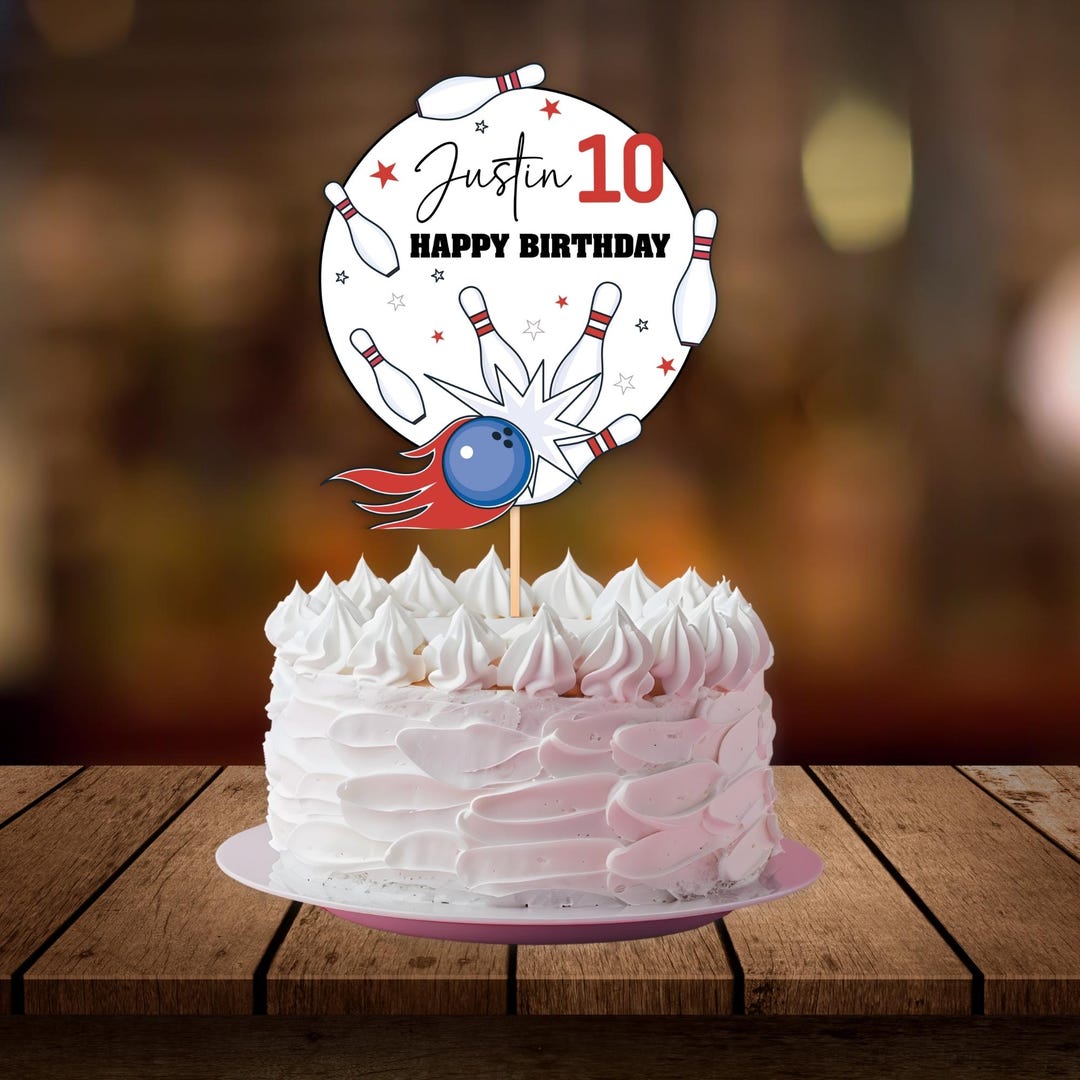 Editable Bowling Cake Topper, Bowling Cake Topper Template ...