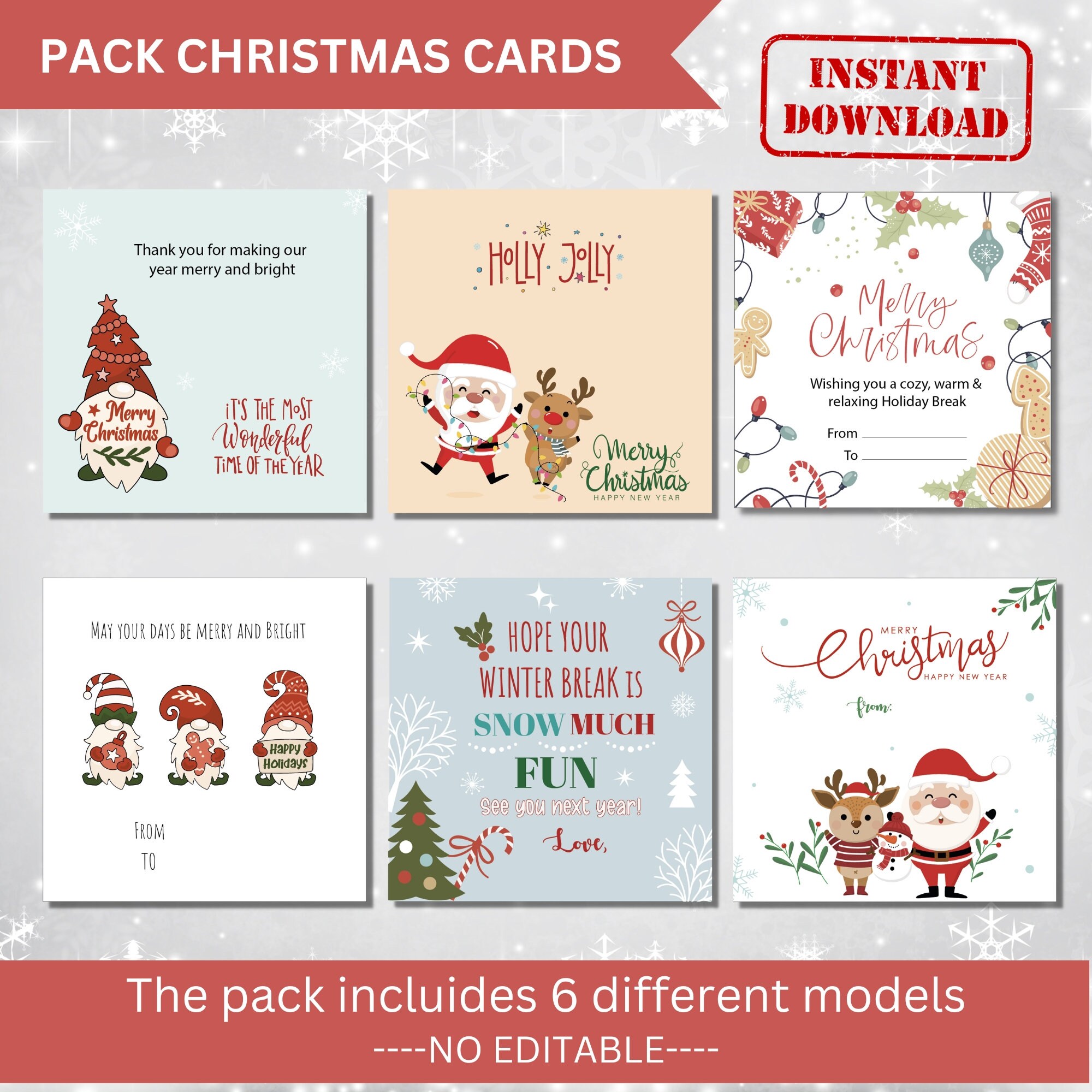 Printable Christmas Cards | Instant Download | Greetings Cards ...