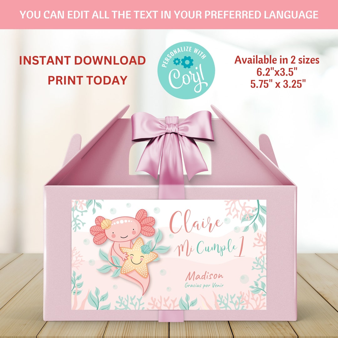 Axolotl Label, Instantly Download, Editable Gable Box Label for an ...