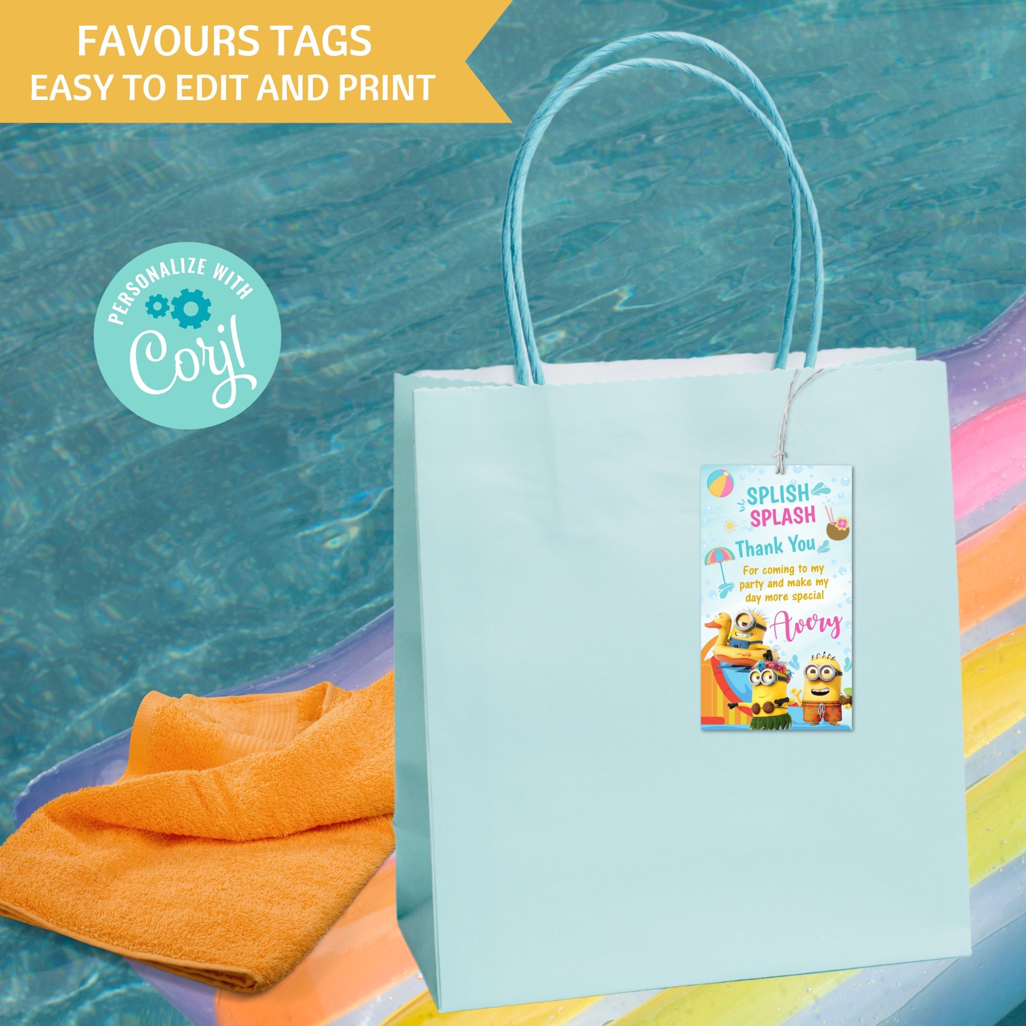 Minions Pool Party Tag Template | Minions Birthday Party Tag | Minions ...