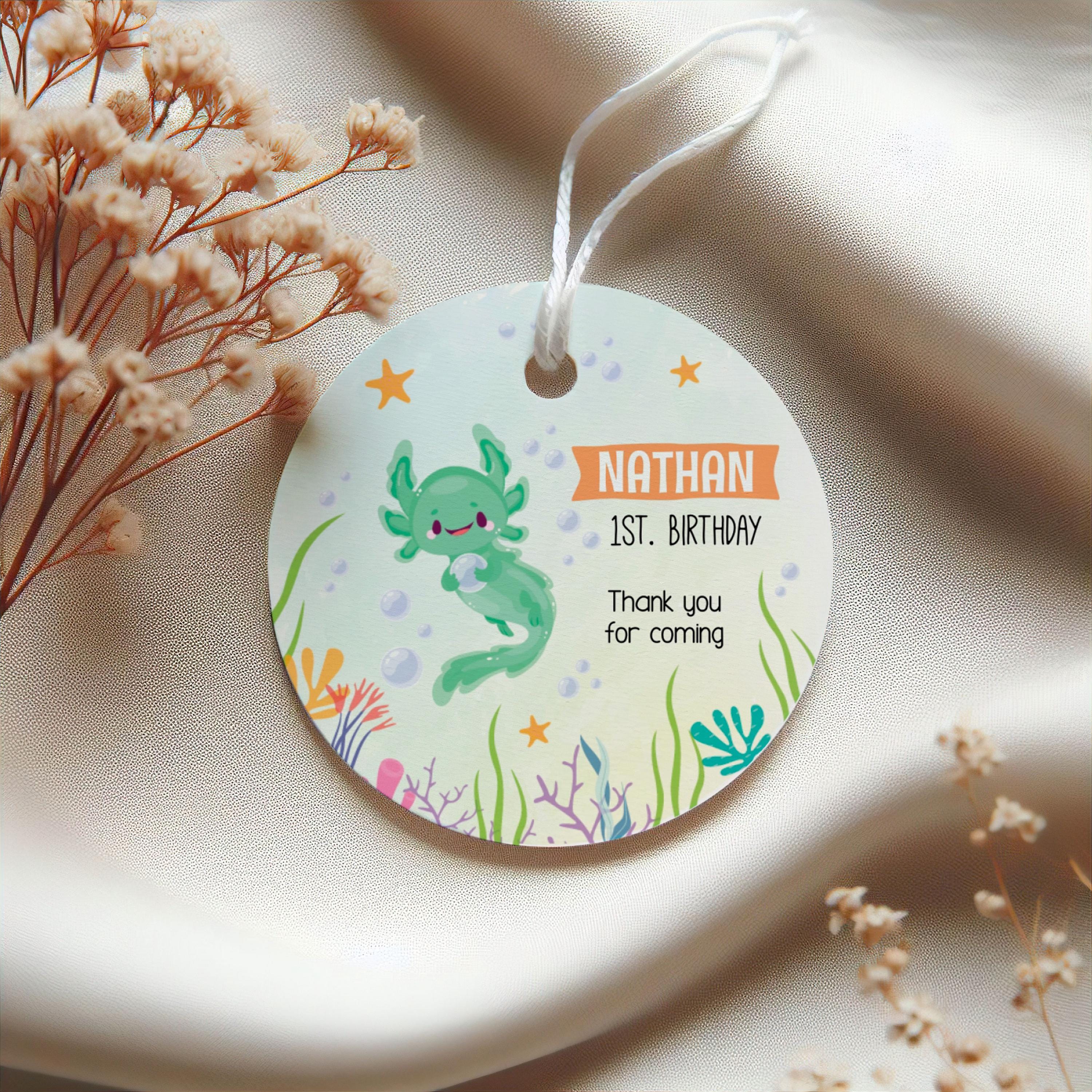 Editable Axolotl Sticker, Axolotl Birthday Party Favor Label, Instant ...