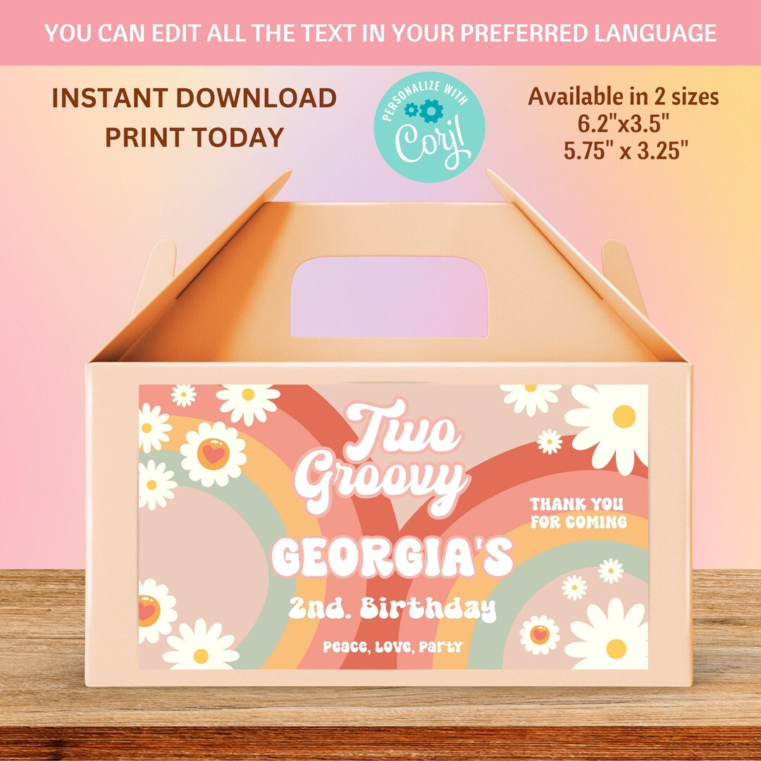 Groovy Gable Box Label, Two Groovy Tag, Template Instant Download ...