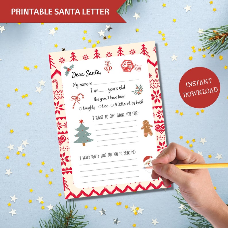 Printable Christmas Letter | Instant Download | Christmas List | Letter ...