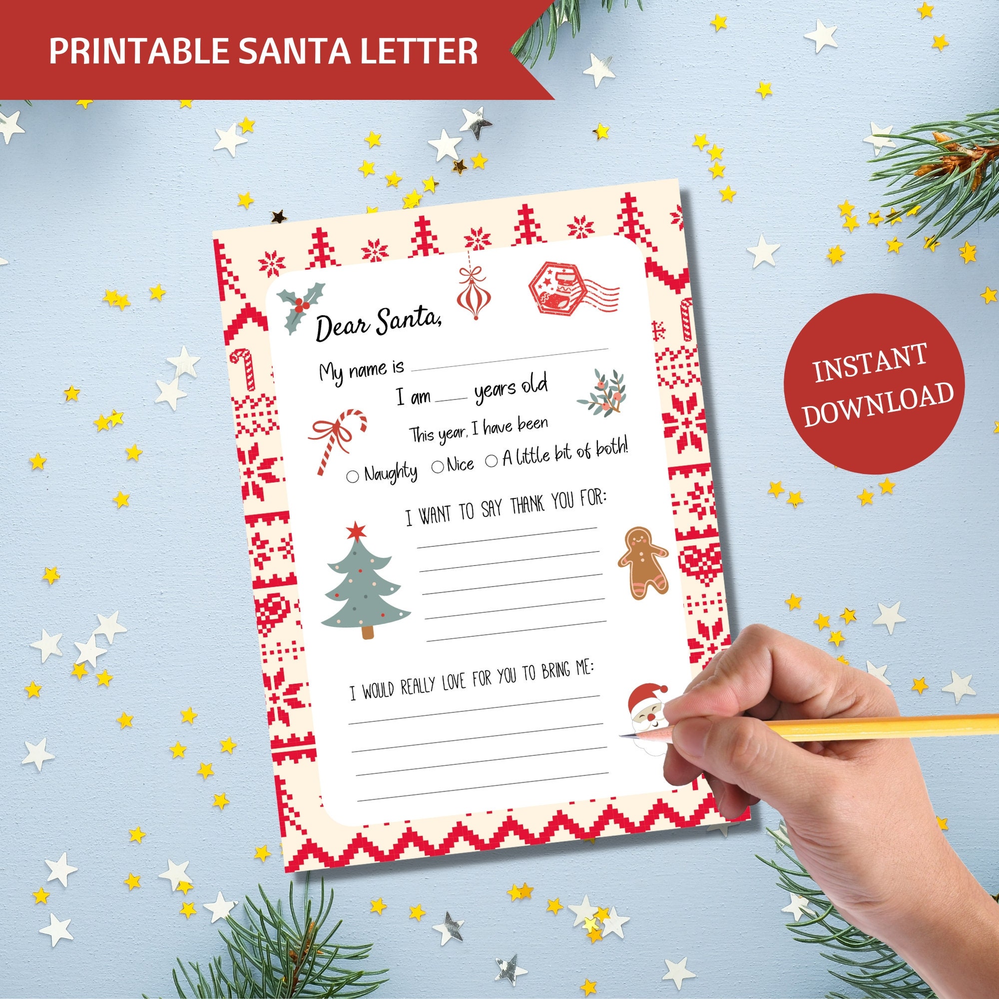 Printable Christmas Letter | Instant Download | Christmas List | Letter ...