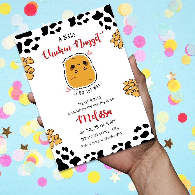 Editable Chicken Nugget Baby Shower Invitation, Chicken Nugget Invite ...