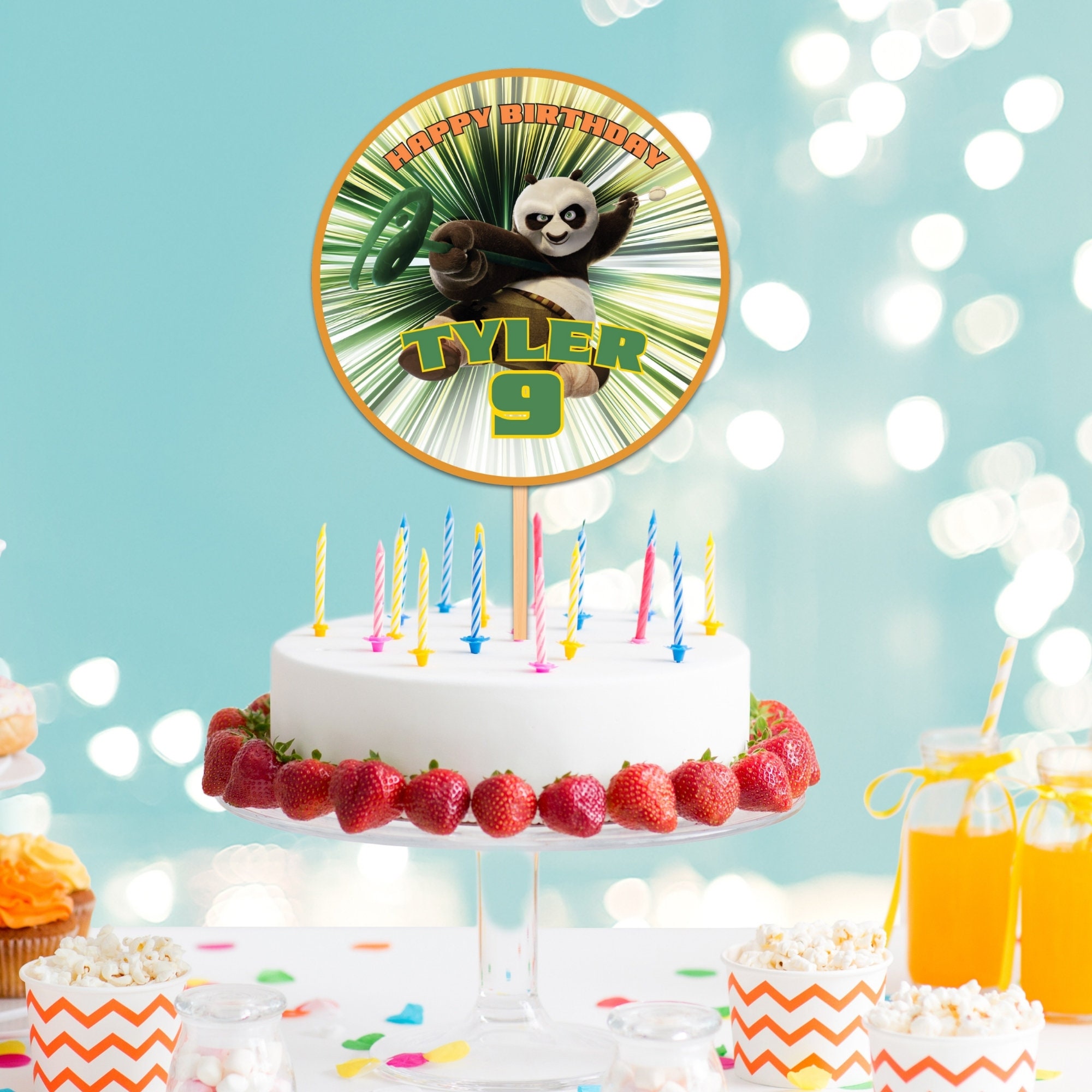 Kung Fu Cake Topper, Printable Editable Cake Topper, Panda Po Cake ...