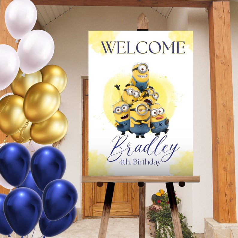 Editable Minions Welcome Sign, Minions Birthday Sign, Printable Welcome ...