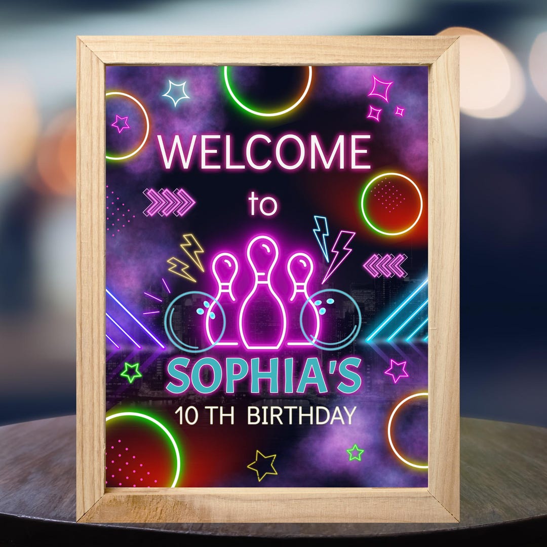 Editable Welcome Sign Bowling Birthday Decoration, Download Strike up ...