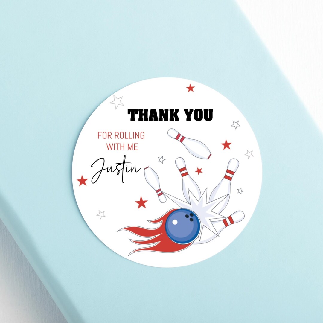 Editable Bowling Stickers, Bowling Party Favor Tags, Cupcake Toppers ...