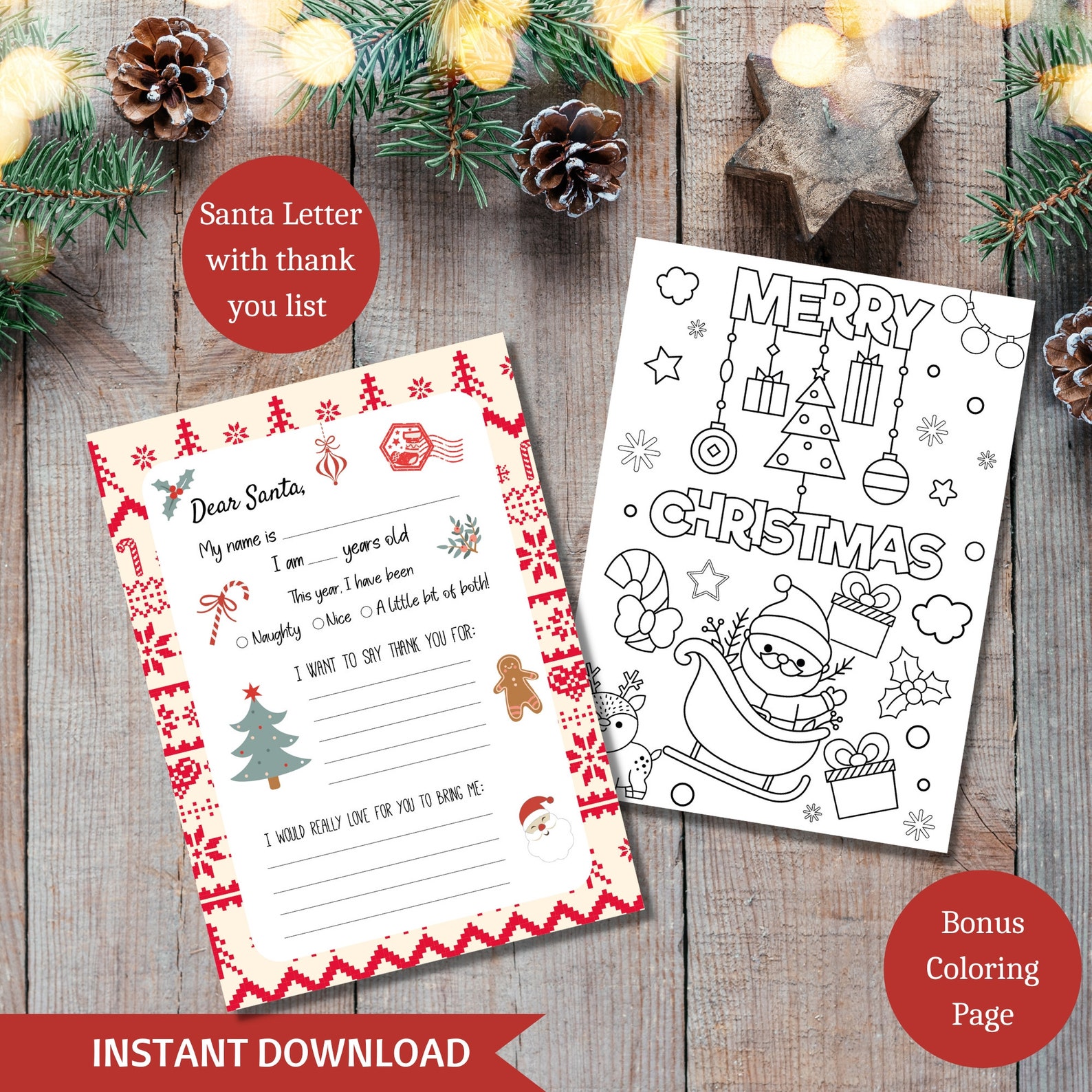 Printable Christmas Letter | Instant Download | Christmas List | Letter ...