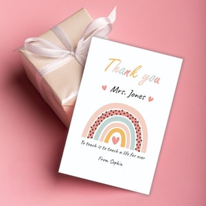 Rainbow Thank You Card Teacher - Rainbow Card - Teacher Greeting ...
