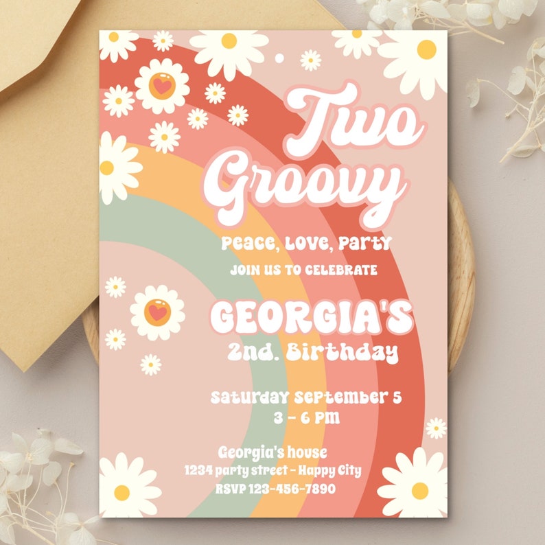 Groovy Invite, Two Groovy Invitation, Template Instant Download, Groovy ...