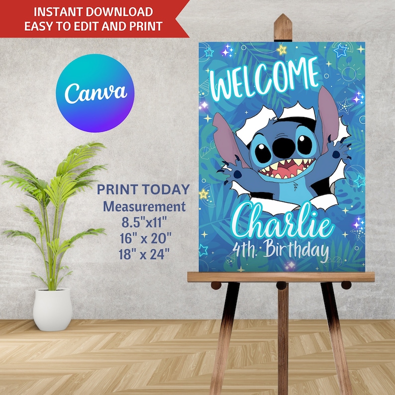 Editable Stitch Welcome Sign, Stitch Welcome Sign, Printablewelcome ...