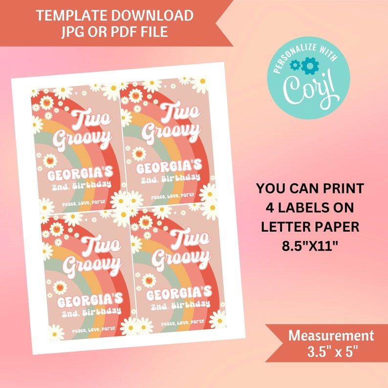 Groovy Juice Label, Two Groovy, Capri Sun Label, Template Instant ...