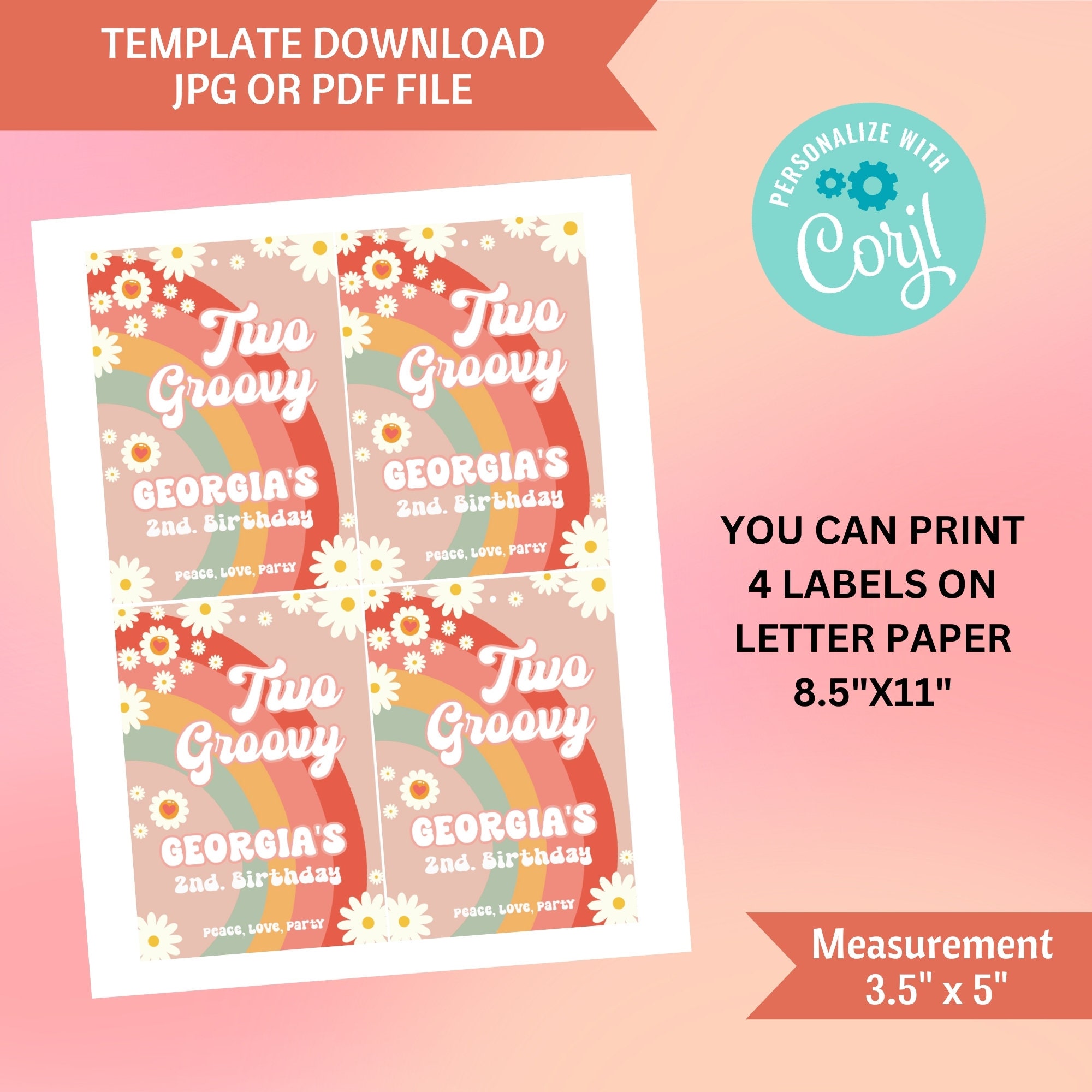 Groovy Juice Label, Two Groovy, Capri Sun Label, Template Instant ...