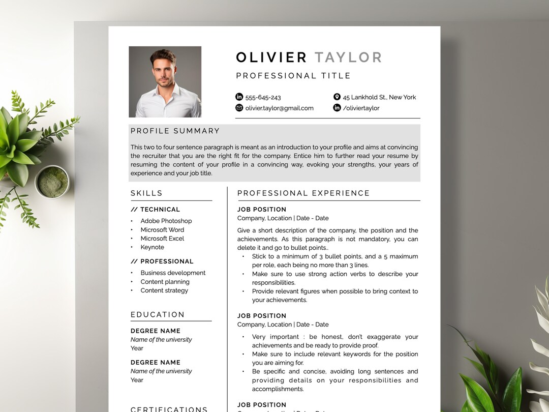 Clean Professional Resume Template With Photo, Minimalist Pages and ...