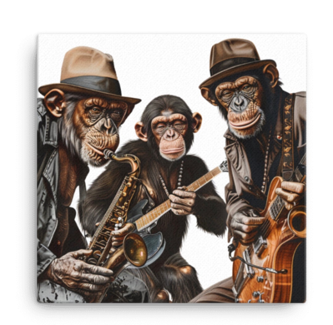 Jazz Monkey Art Chimp Poster Musician Poster Music Art Musical Decor ...