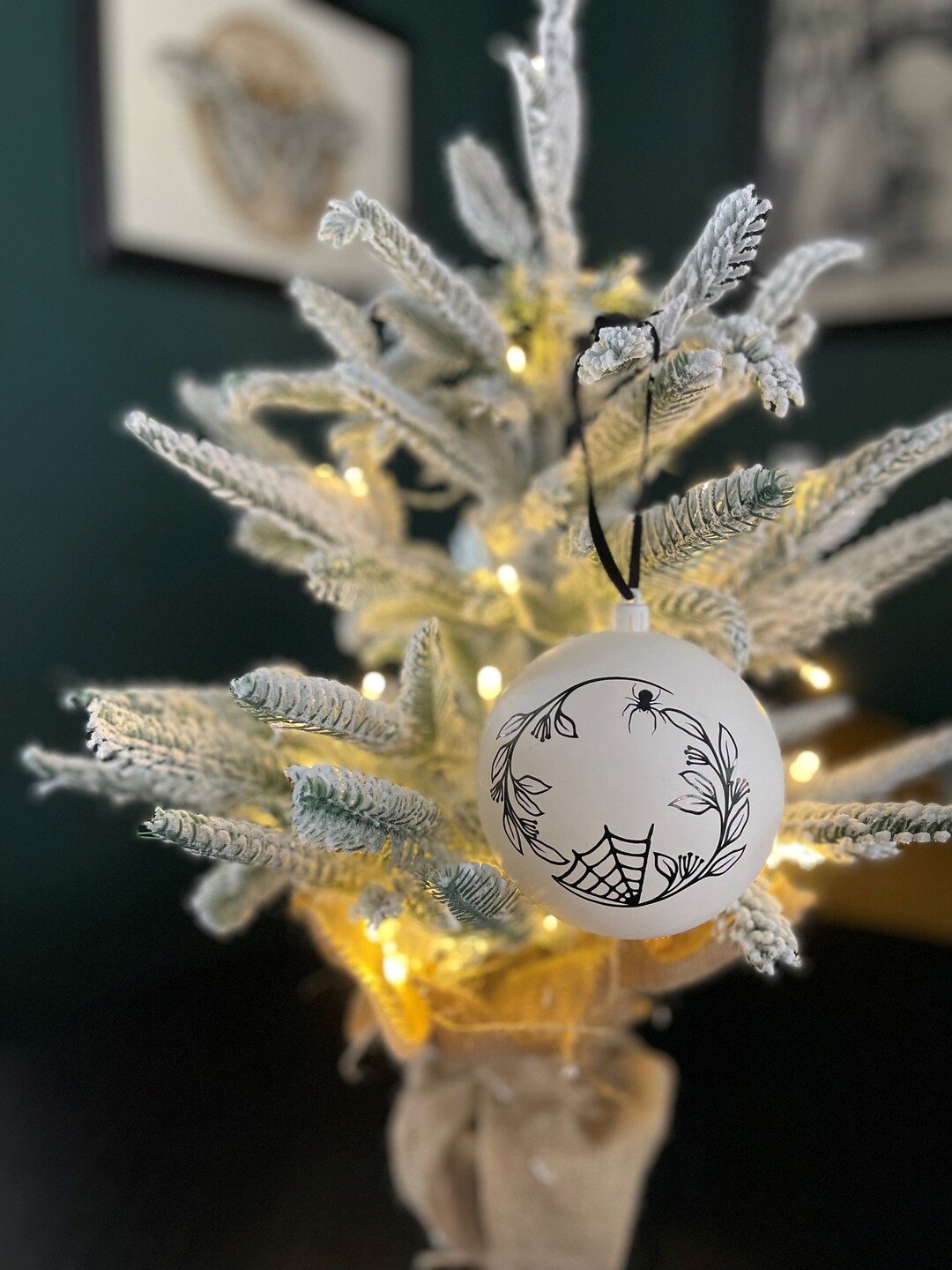 Large Matt Gothic Alternative Christmas Baubles, Wreath, Spider, Web ...