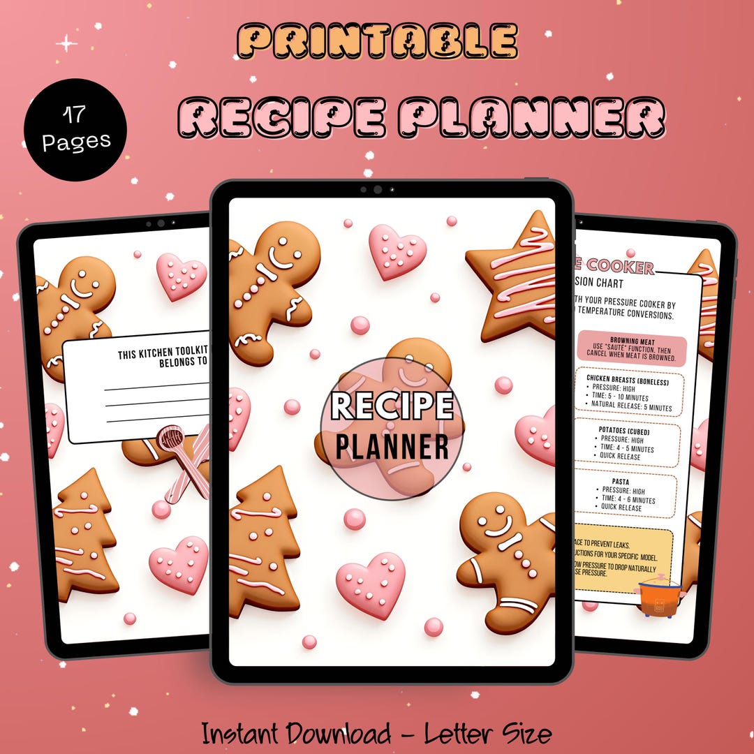 Printable Recipe Planner | Meal Planning Organizer | Grocery List ...