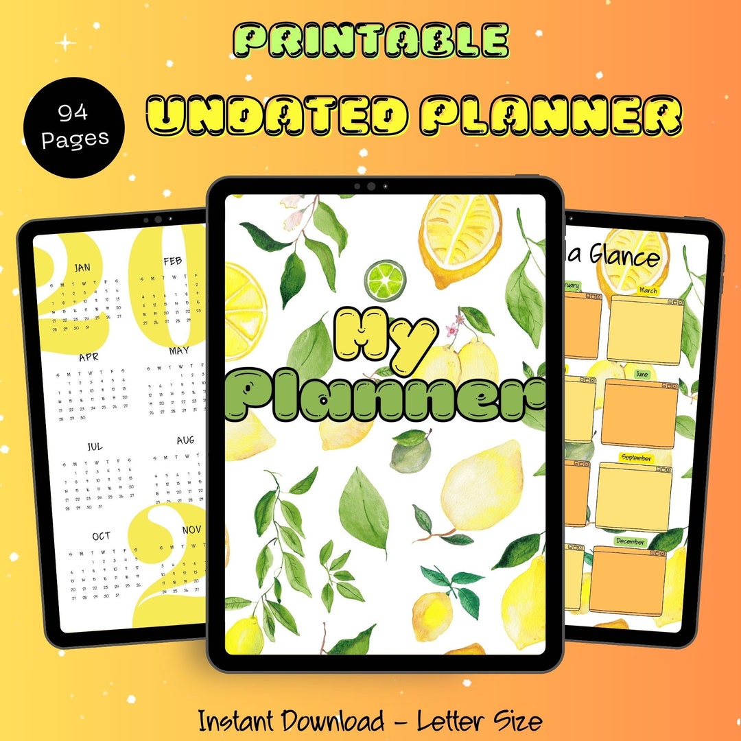 Undated Planner | Printable Planner | Digital Planner | Weekly Planner ...