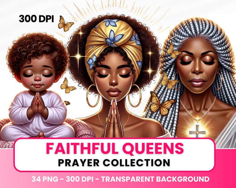 Praying Black Women Clipart: Faith PNG Graphics (digital Download) - Etsy