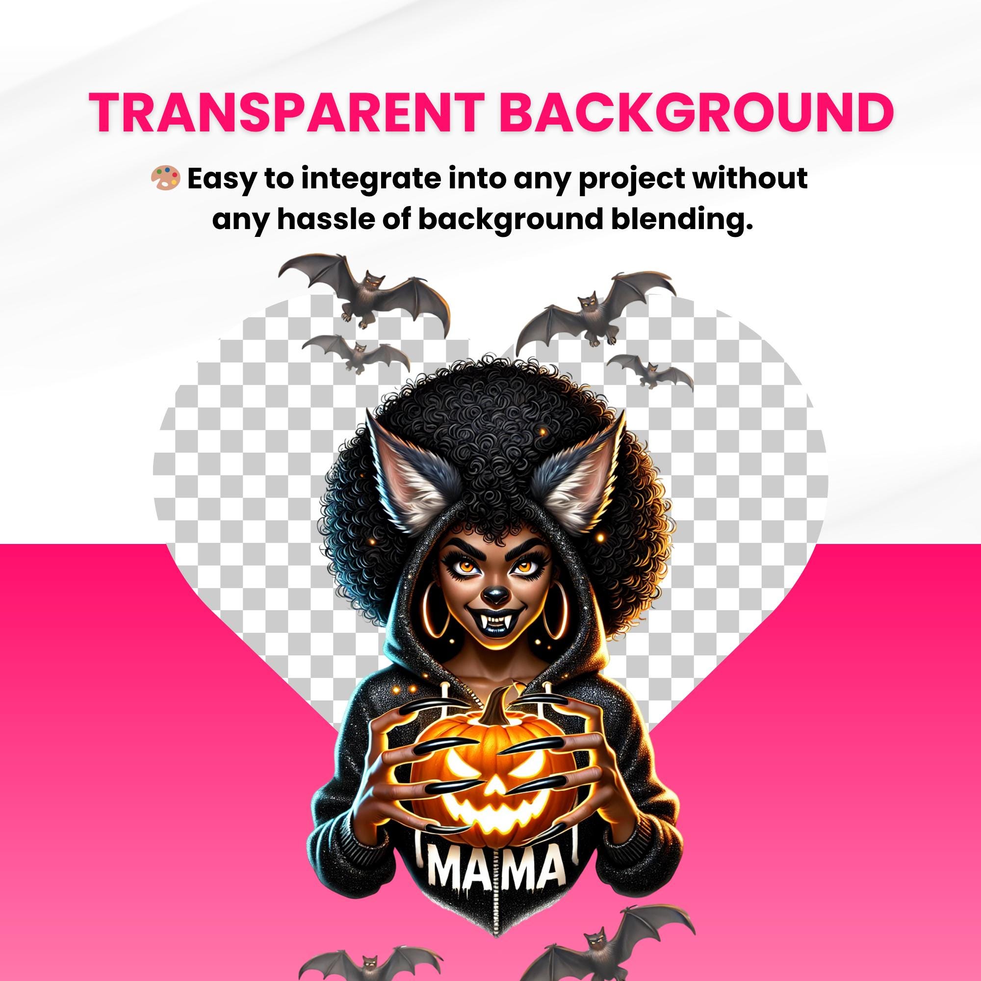 Black Girl Halloween Clipart: Zombie Momster PNG Bundle (digital ...