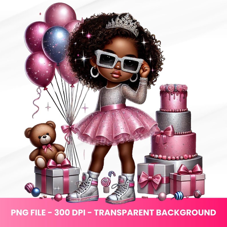 Black Birthday Girl PNG: Afro Princess Clipart (digital Download) - Etsy