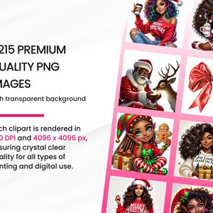 Black Girl Christmas Clipart Bundle : Afro Women PNG Illustrations ...