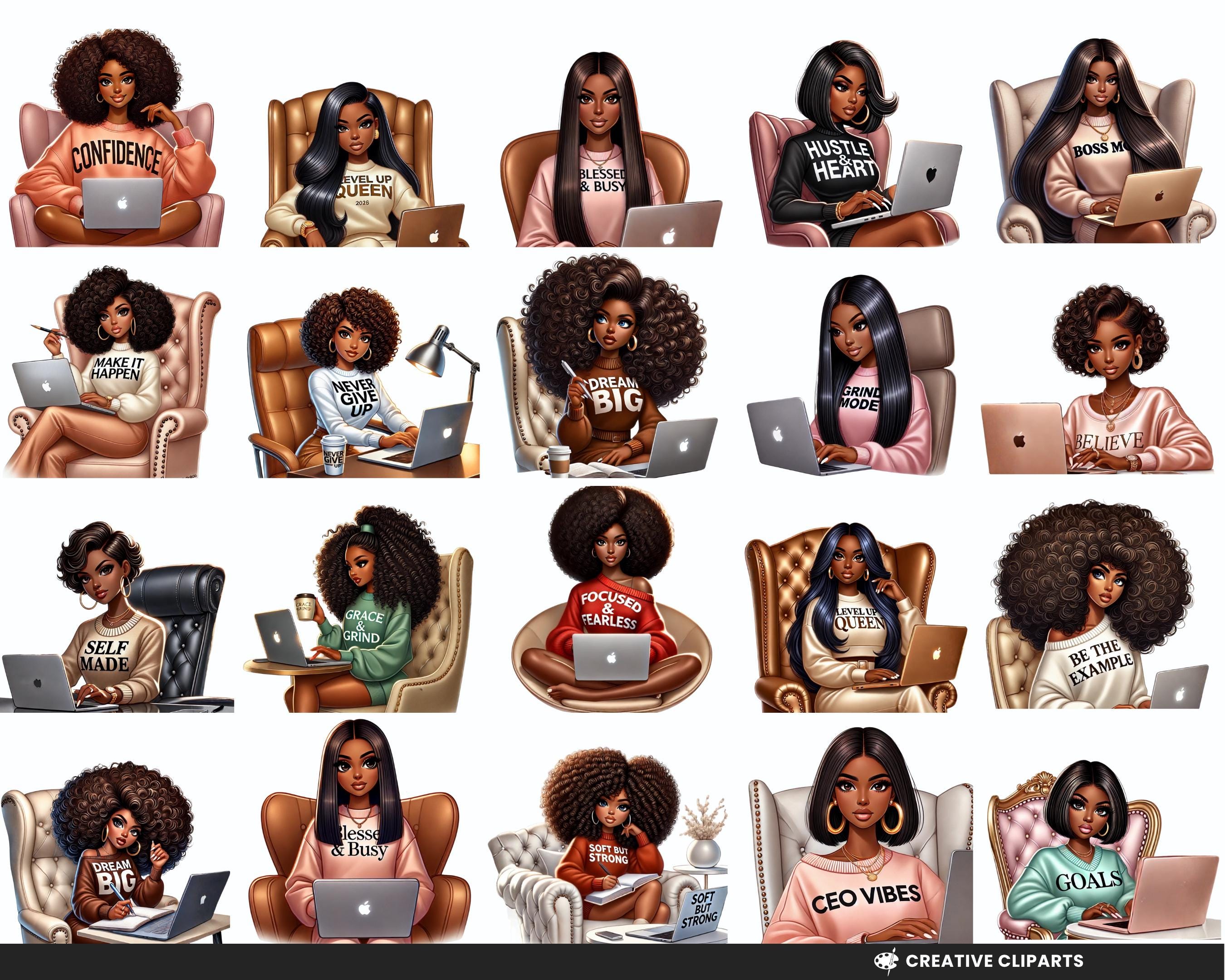 Chibi Black Girl Boss Clipart: PNG Illustrations (digital Download) - Etsy