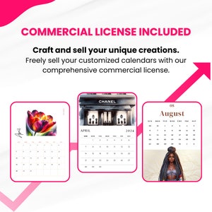 2024 Printable Editable Calendar Bundle Canva Template Frame Monthly ...