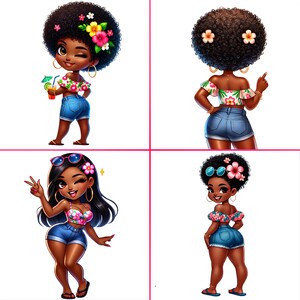 Summer Black Girls PNG, 40 Beach Girls Cliparts, Afro Chibi Clipart PNG ...